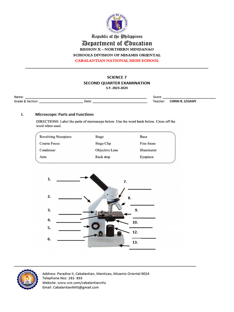 Science 7 Q2 Test Paper | PDF
