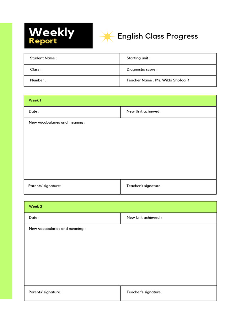 Green White Simple Weekly Report | PDF