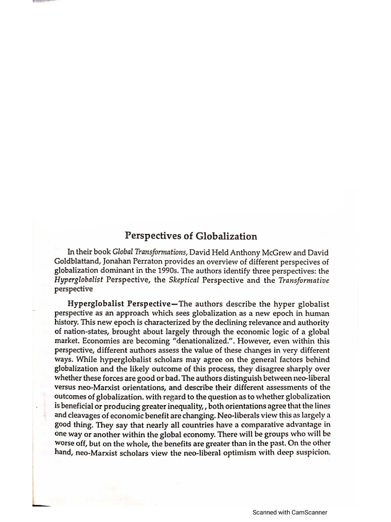Globalisation Perspectives | PDF