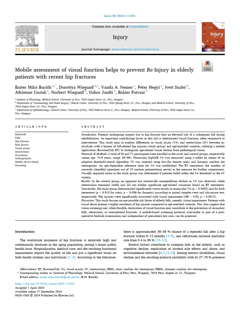 Mobile Assessment of Visual Function Helps To Prevent Re-Injury in ...