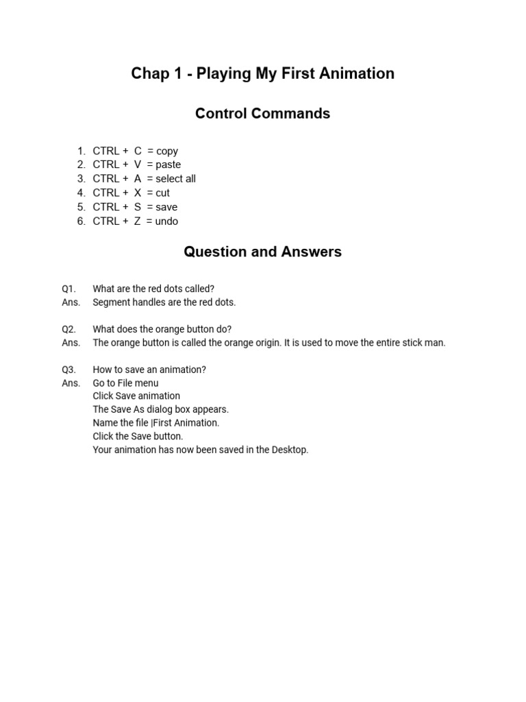 Playing My First Animation | PDF