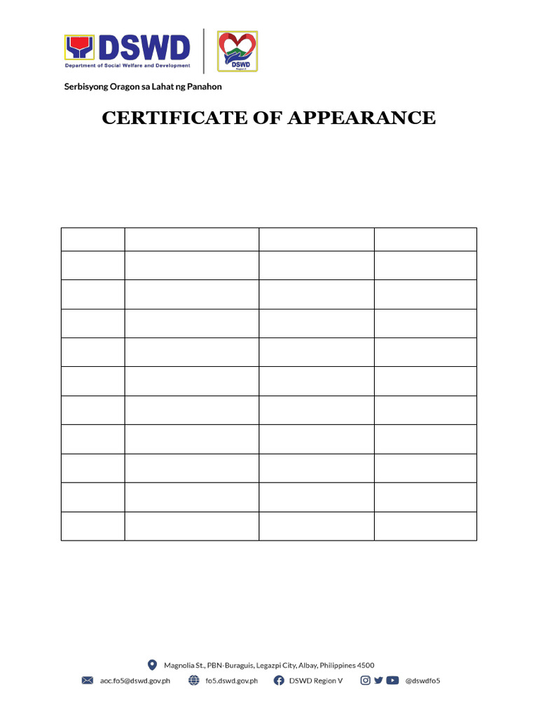 Certificate of Appearance forms | PDF