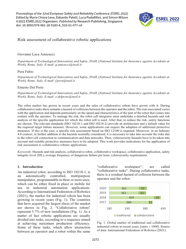 Risk Assessment of Collaborative Robotic Applications | PDF