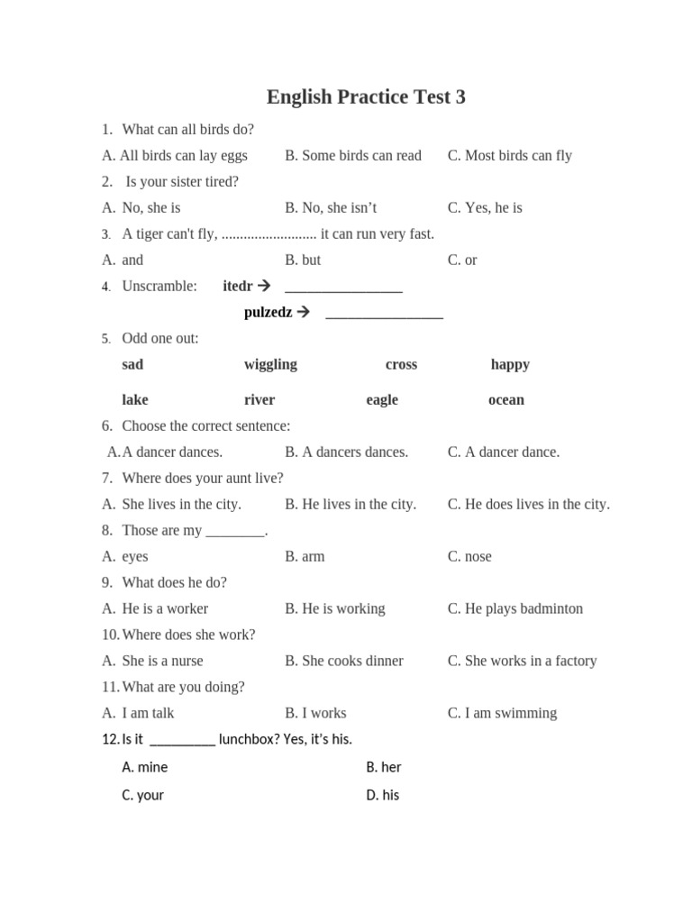 English Practice Test 3 | PDF