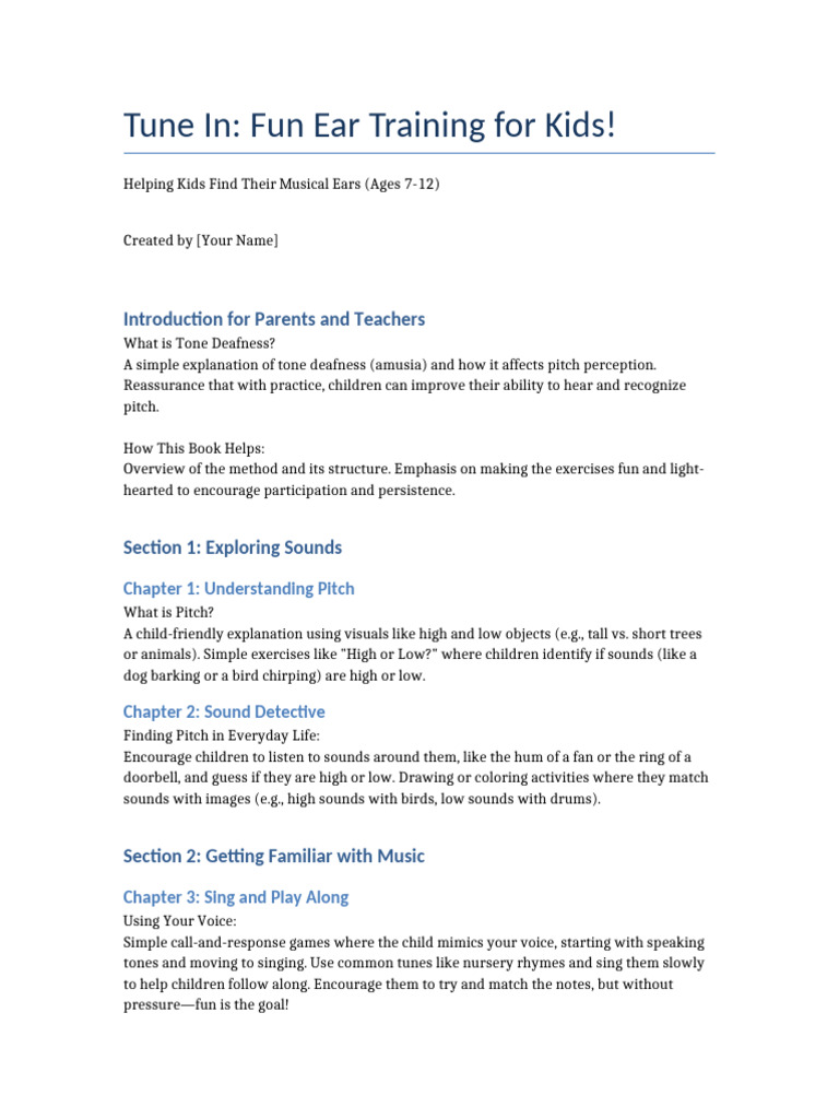 Ear Training For Tone Deaf Children 7-12yo | PDF | Sound | Language ...