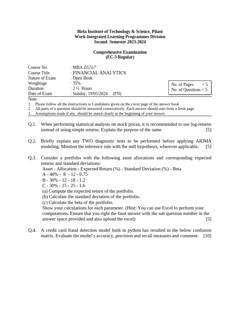 Mba ZG517 Ec-3r Second Sem 2023-2024 | PDF