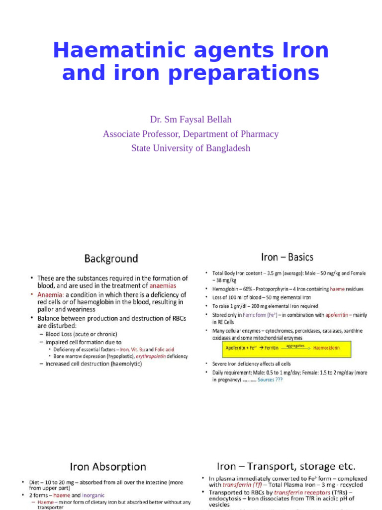 2.4 Haematinic Agents Iron and Iron Preparations | PDF