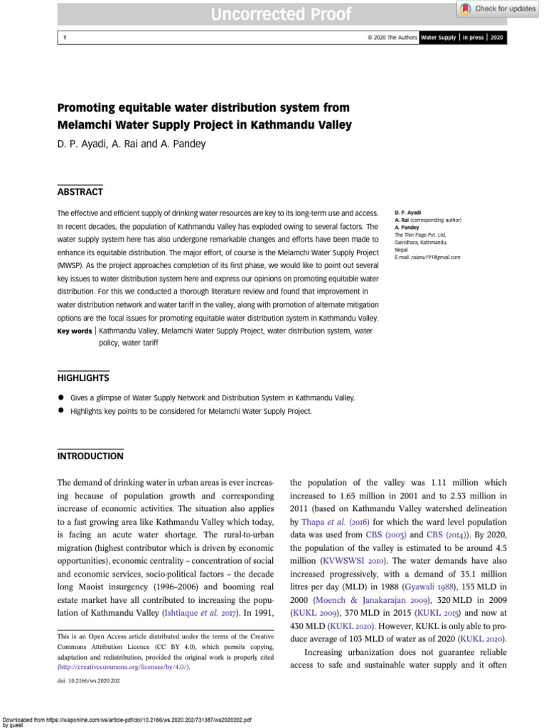 Promoting Equitable Water Distribution S | PDF