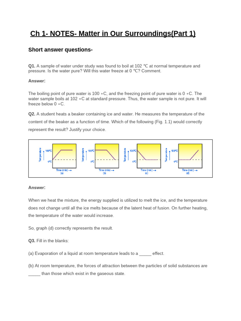 Ch 1- NOTES- Matter in Our Surroundings(Part 1) | PDF