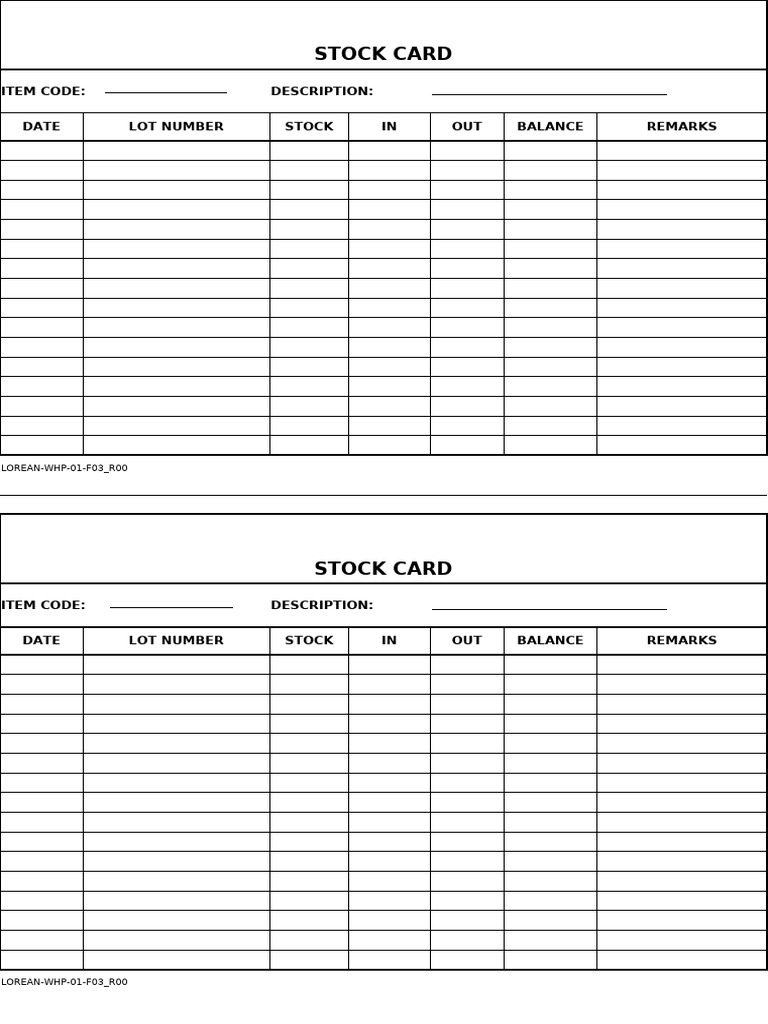 Stock Card | PDF