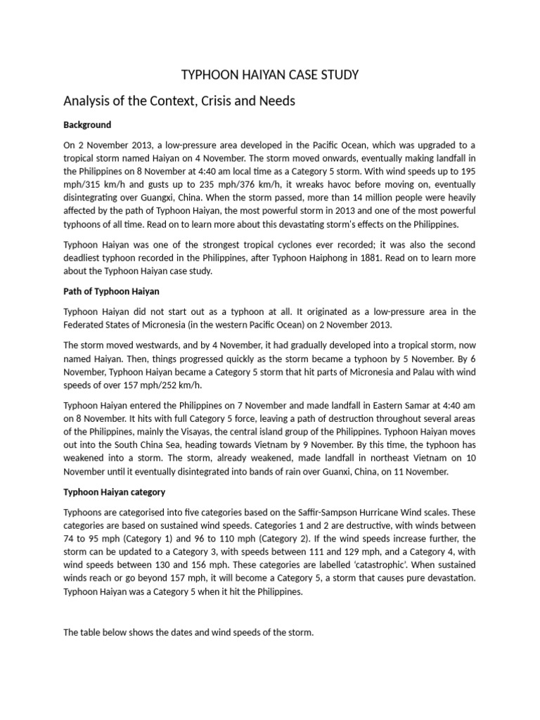 Typhoon Haiyan Case Study | PDF