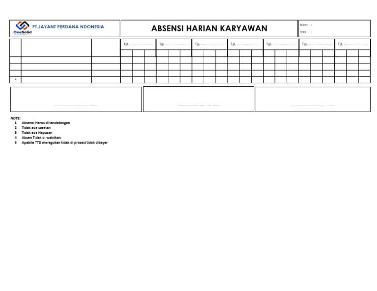 FORM ABSEN AREA | PDF