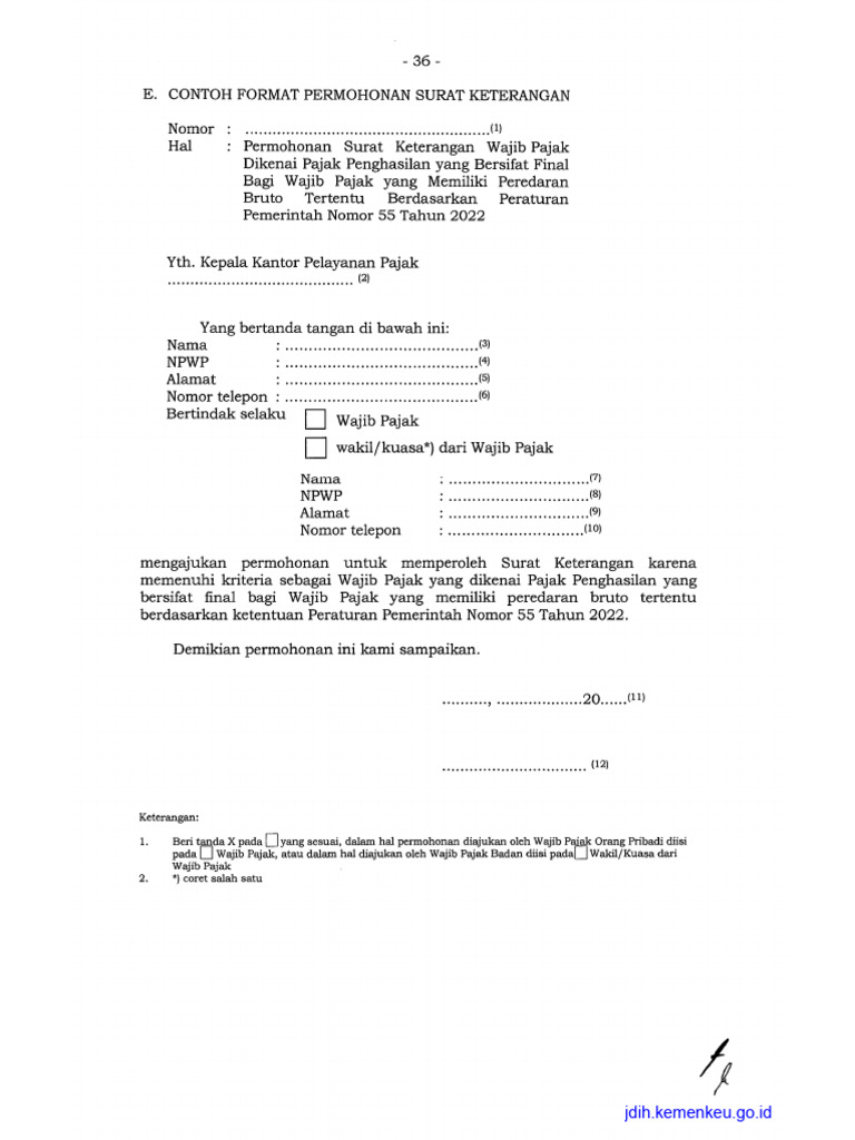 Surat Keterangan PP 55 | PDF