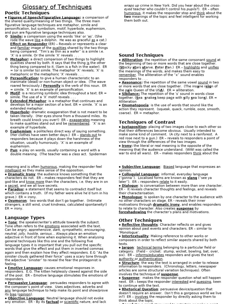 Glossary of Techniques | PDF