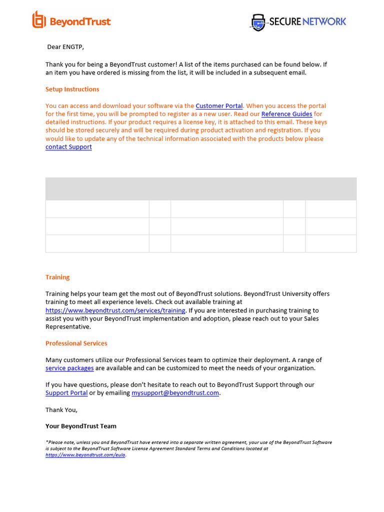 Licence BeyondTrust - ENGTP - 29.09.2022 | PDF
