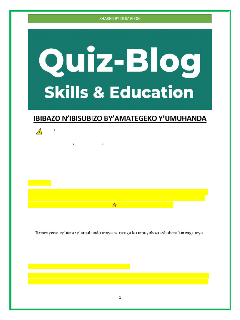 Isuzumabumenyi Amategeko y Umuhanda (Shared by Quizblog) | PDF