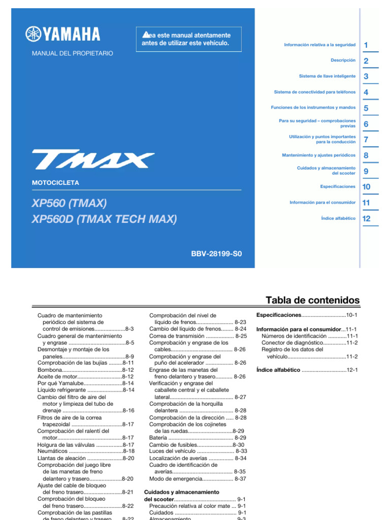 Manual Yamaha Tmax Xp 560 | PDF | Radio | Neumático