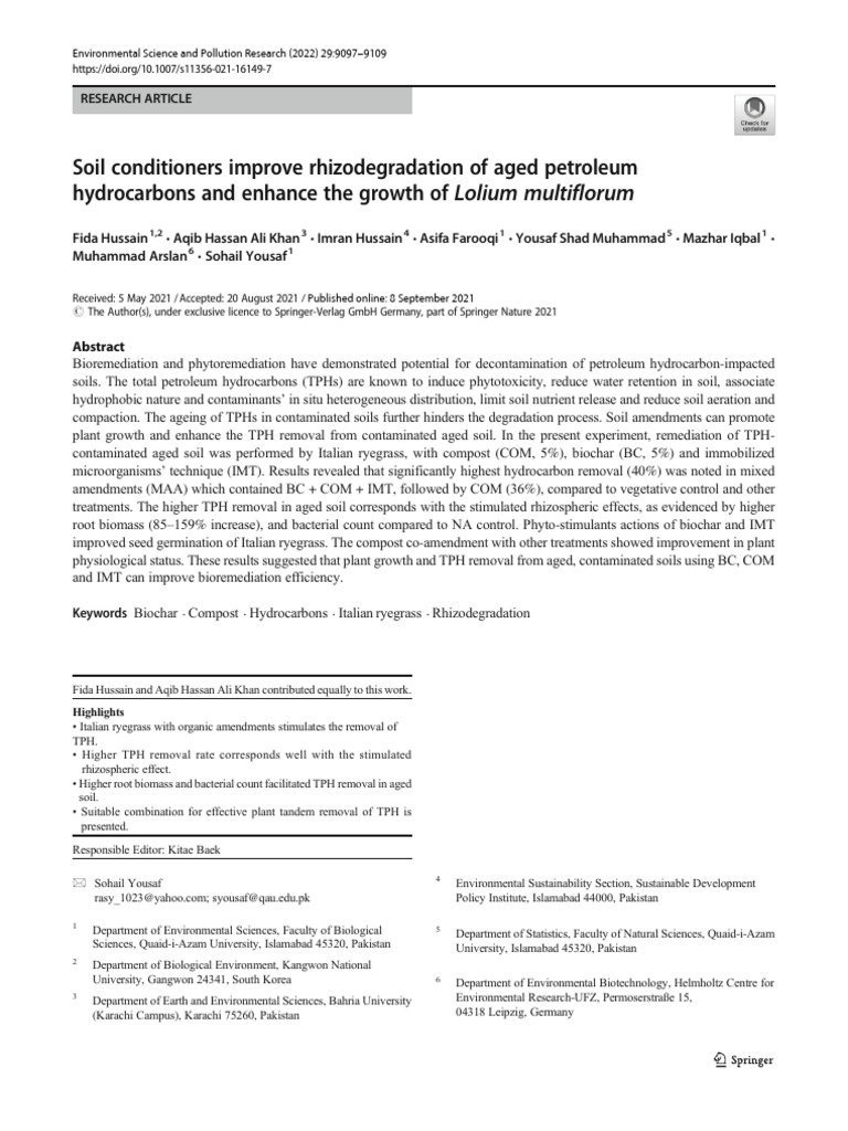 Soil Conditioners Improve Rhizodegradation of Aged Petroleum ...