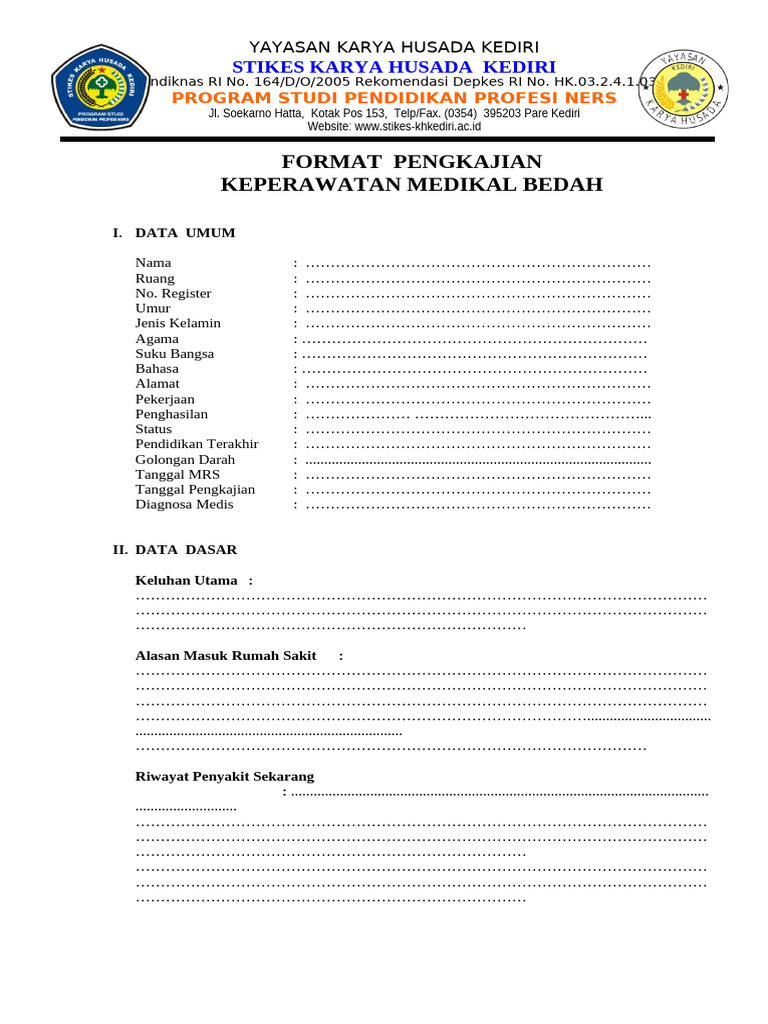 Format Pengkajian KMB 2024 | PDF