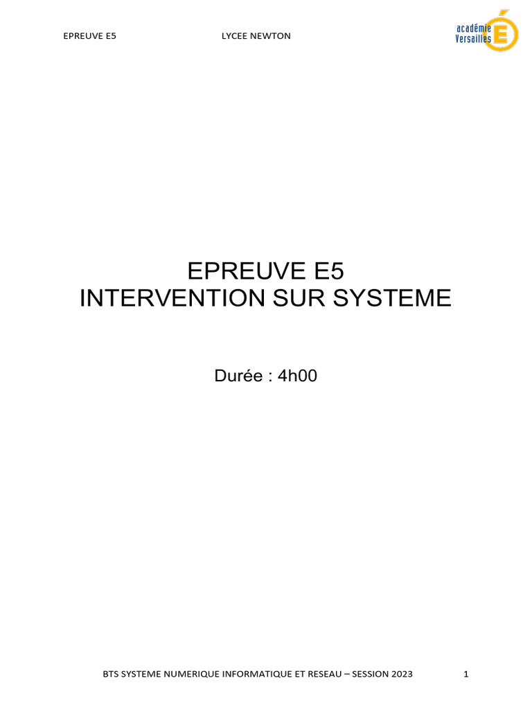 Epreuve E5 2023 Pdf