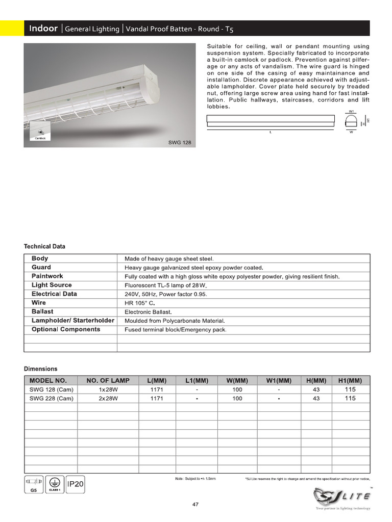 0047.vandal Proof Batten Round T5 L | PDF