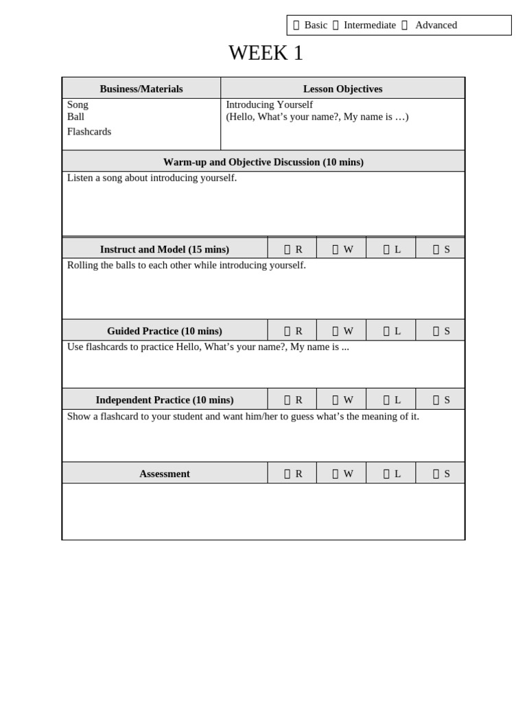 WEEK 1 (3 YEARS OLD) | PDF