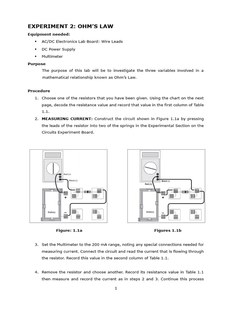 Ohms Law - Experiment | PDF | Resistor | Teaching Methods & Materials