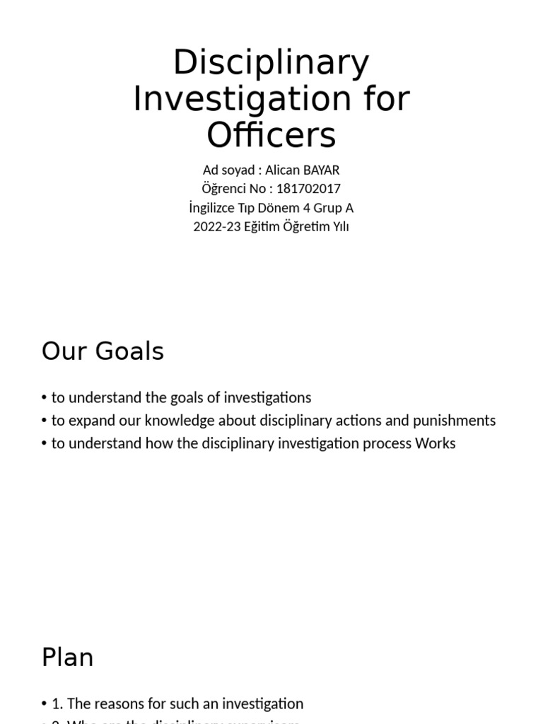 Disciplinary Investigation For Officers | PDF