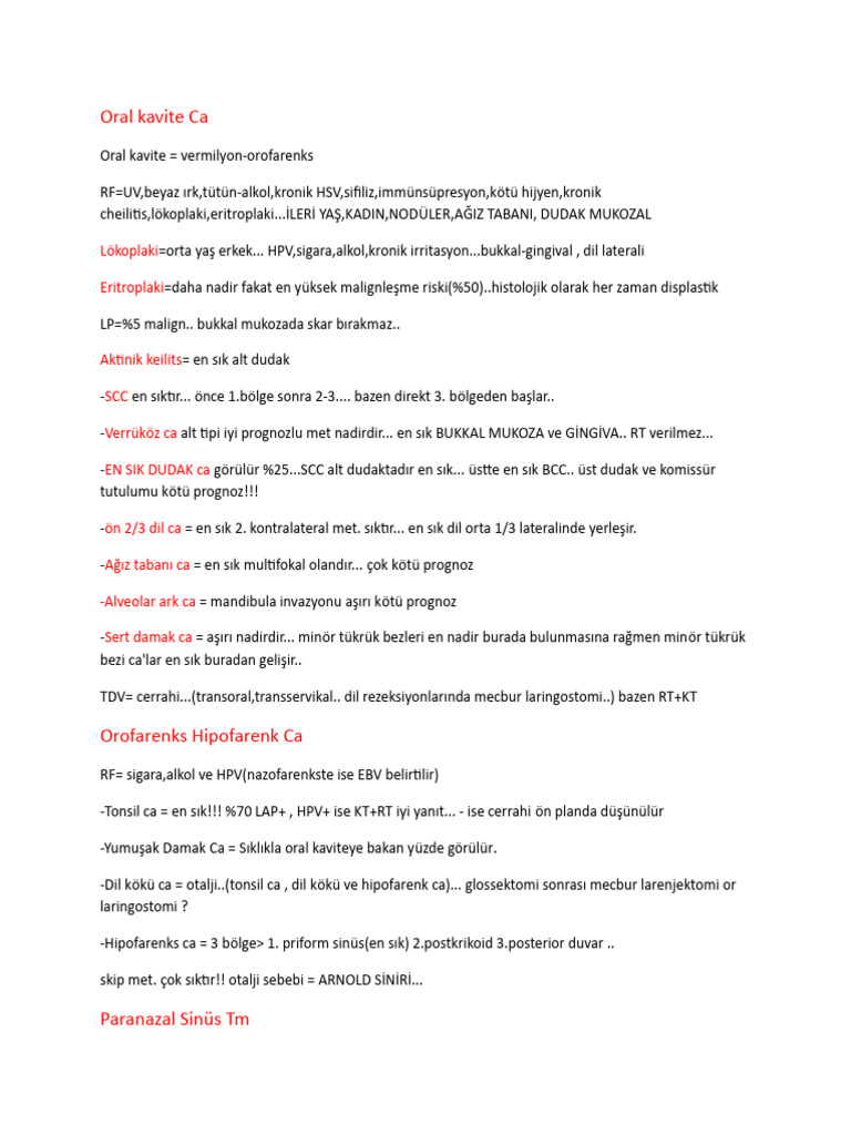 Oral Kavite Ca: Lökoplaki Eritroplaki | PDF