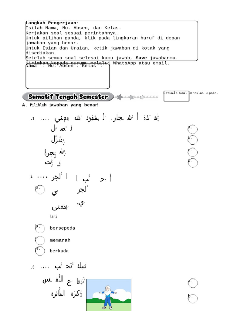 Mi Fajar Bahasa Arab 3 Sumatif Tengah Semester | PDF