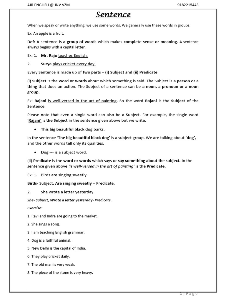 Sentence and Its Kinds | PDF