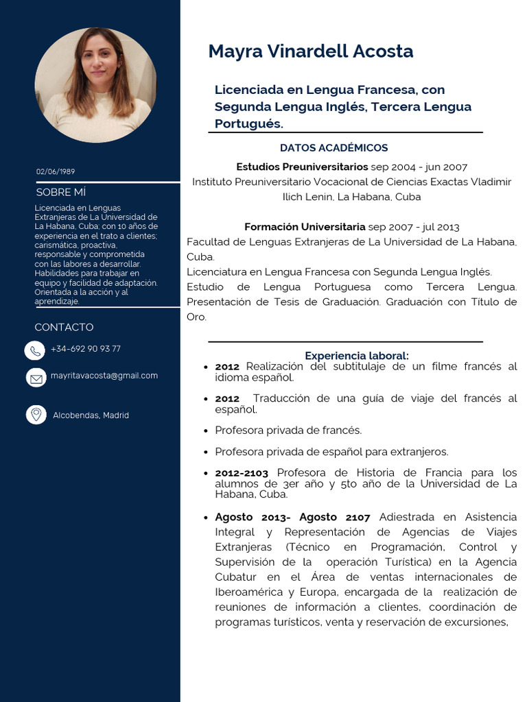 Currículum Corporativo Minimalista Azul Marino | PDF