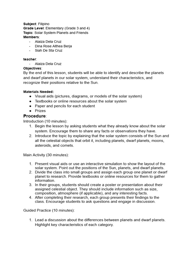Filipino Lesson Plan | PDF