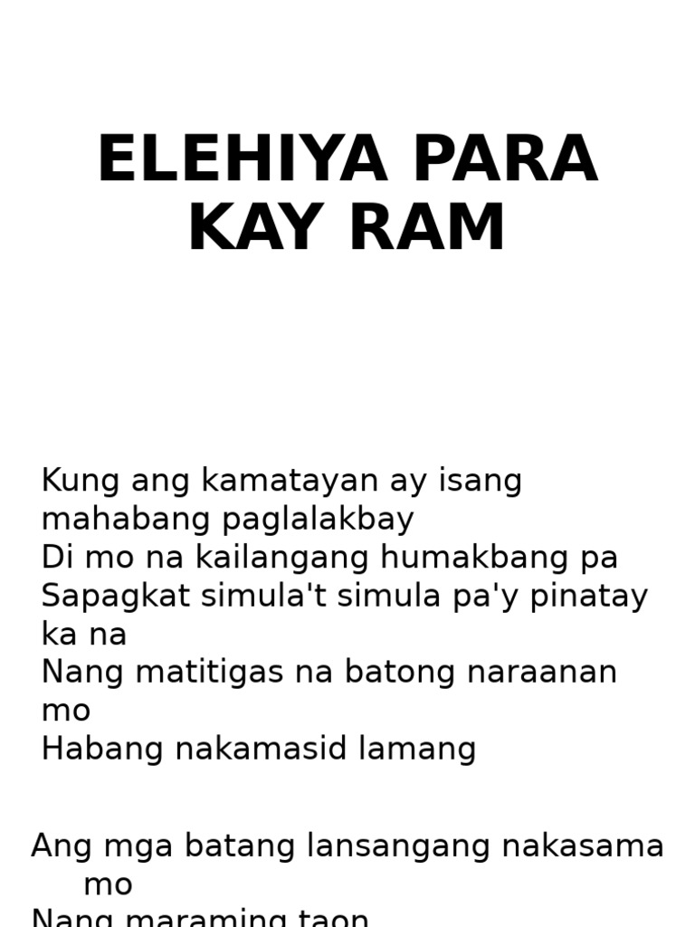 Elehiya para Kay Ram | PDF