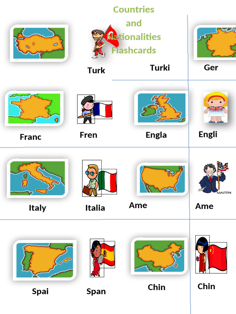 Countries and Nationalities Flashcards | PDF