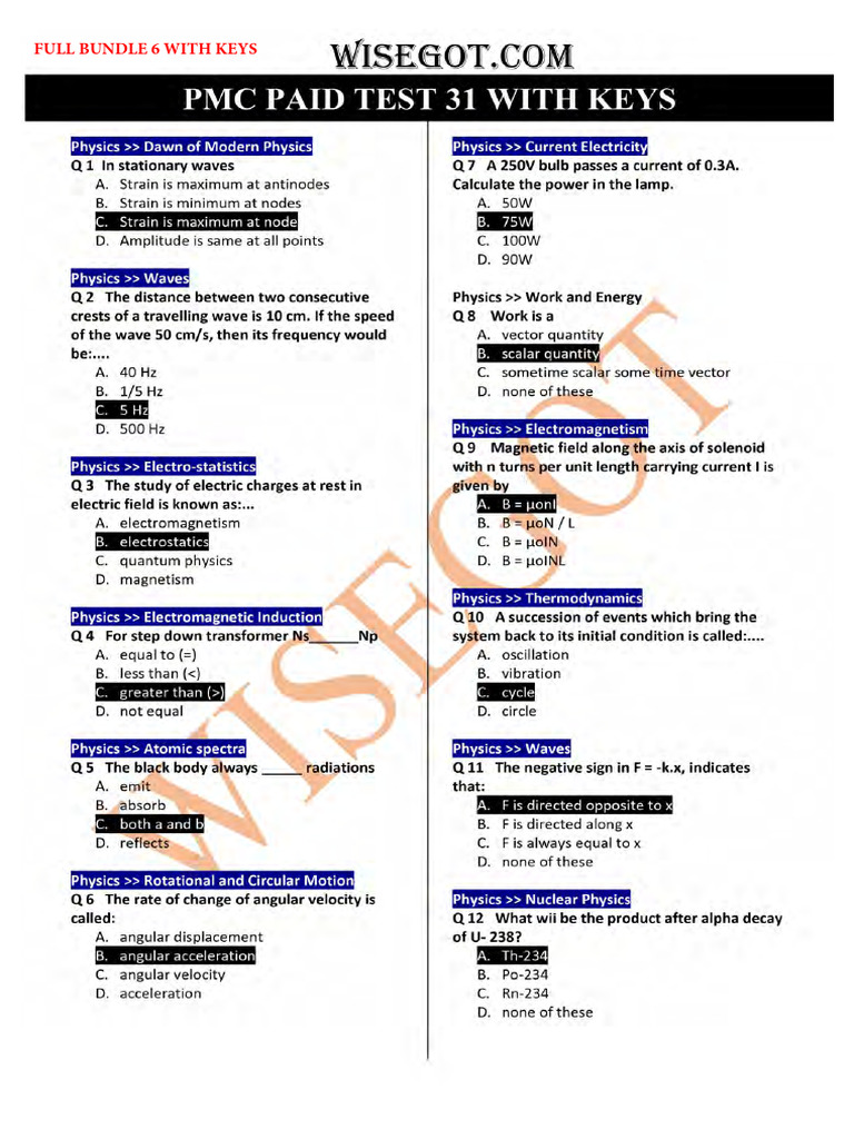 Pmc Bundle 6 With Keys | PDF