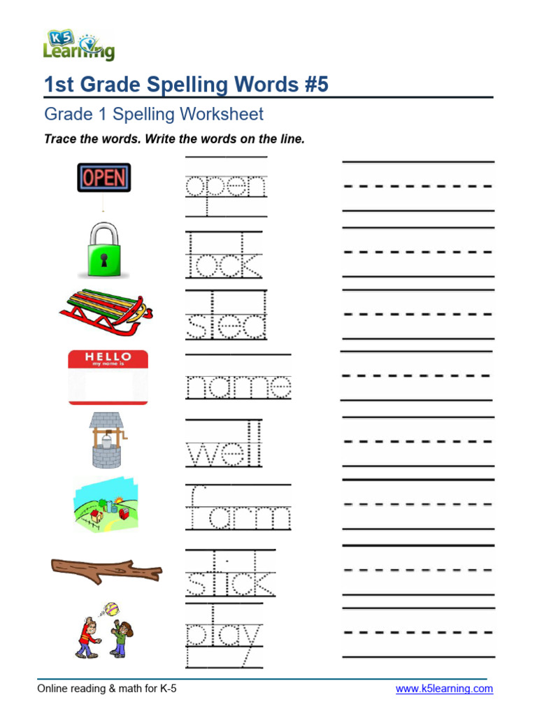 Grade 1 Trace Write Words 5 | PDF