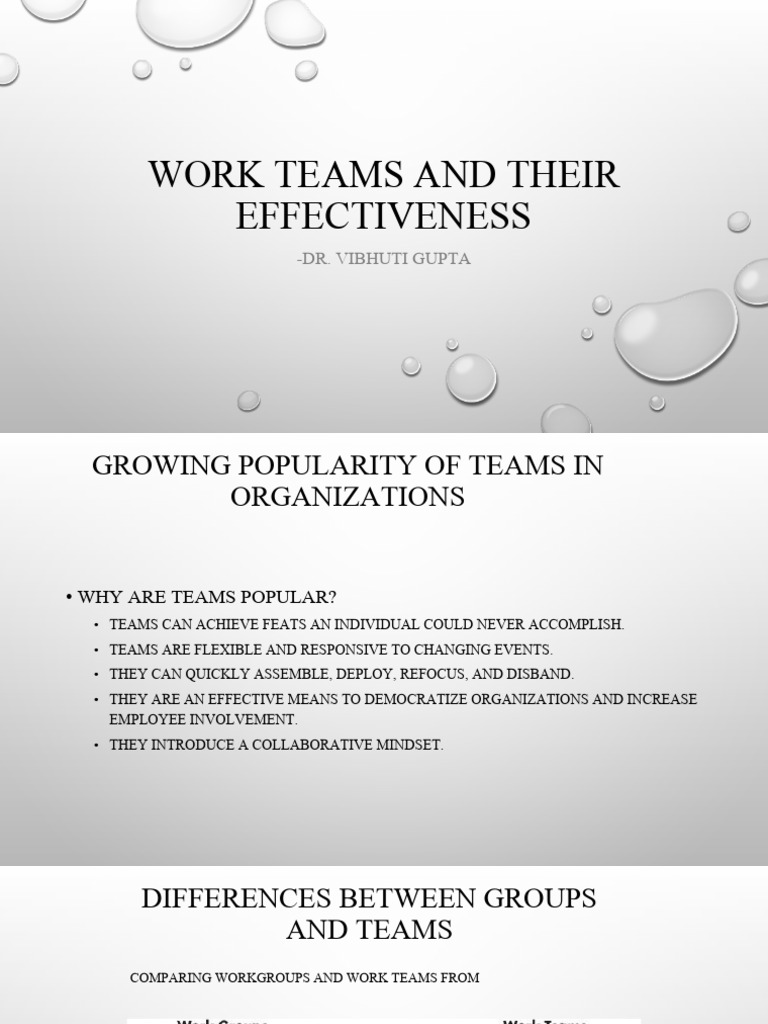 WORK TEAMS AND THEIR EFFECTIVENESS [Autosaved] | PDF