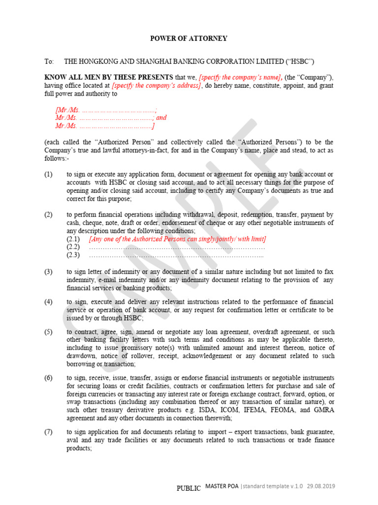 Master Poa Form | PDF
