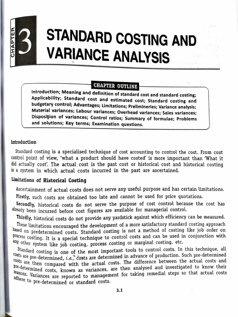 CH 3 Standard Costing & Variance Analysis | PDF