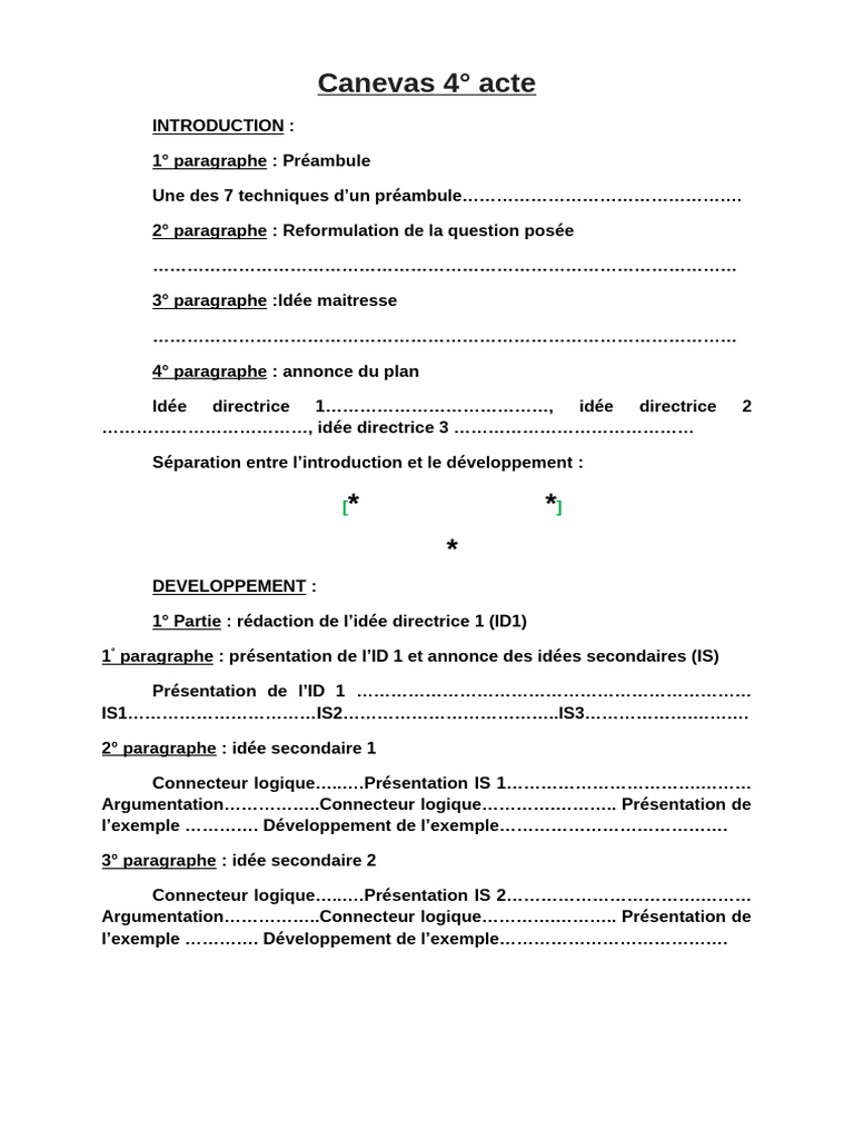 Canevas 4° Acte | PDF