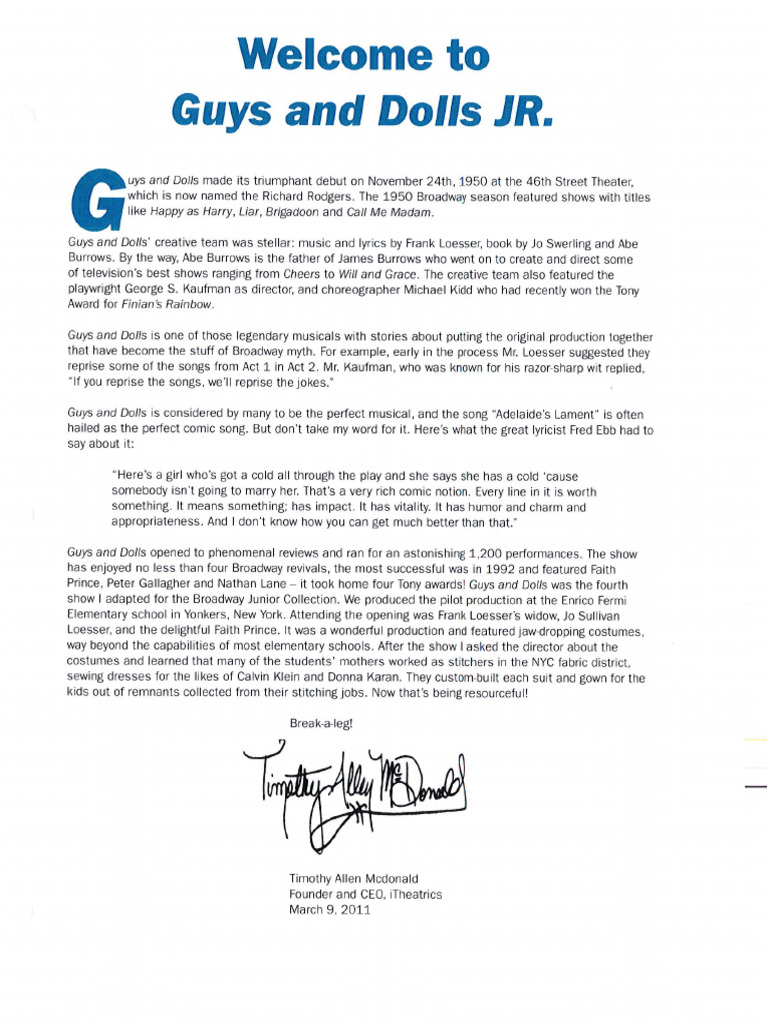 Guys and Dolls JR SCRIPT | PDF