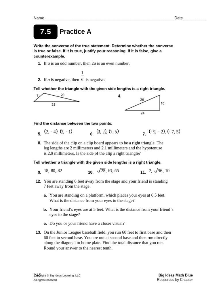 Practice A and B Worksheet 7.5 | PDF