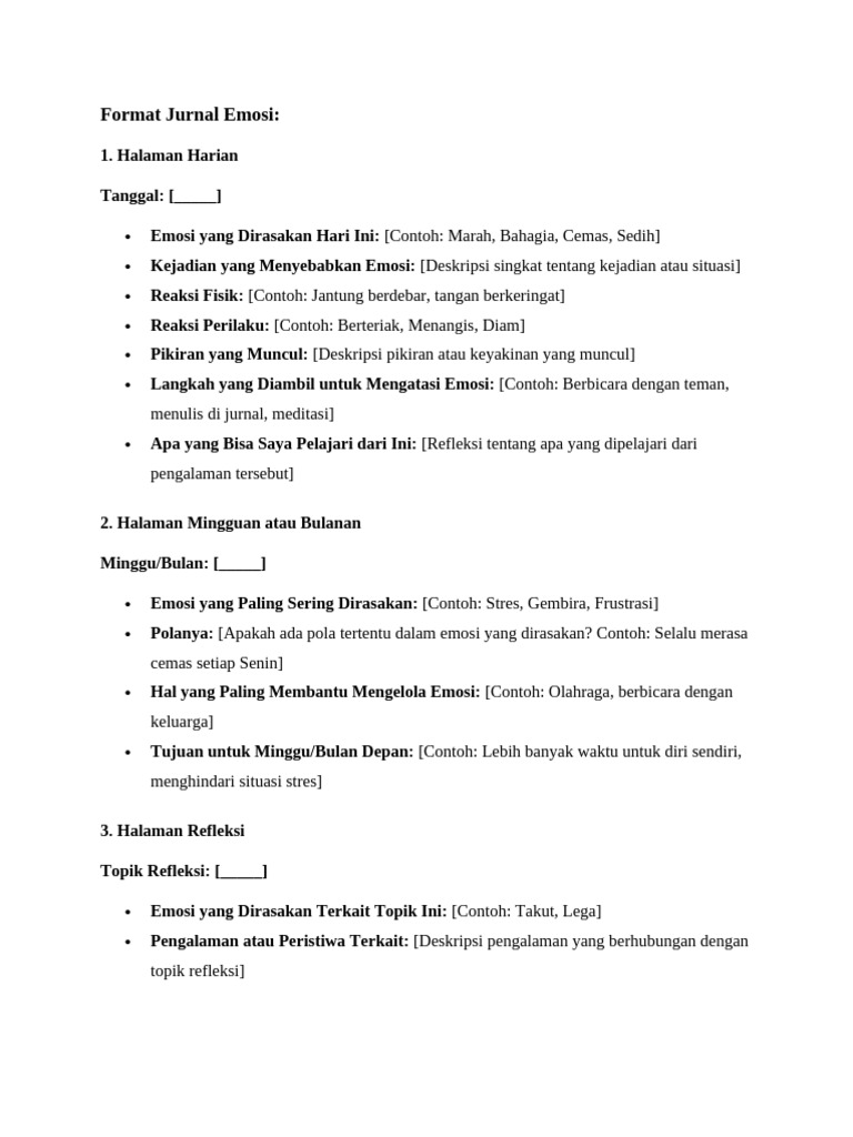 Contoh Format Jurnal Emosi | PDF