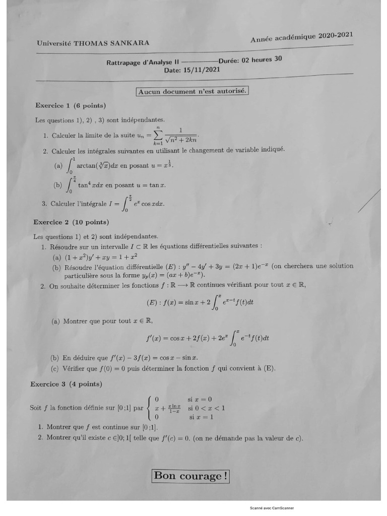 Ancien Devoir D'analyse 2 | PDF