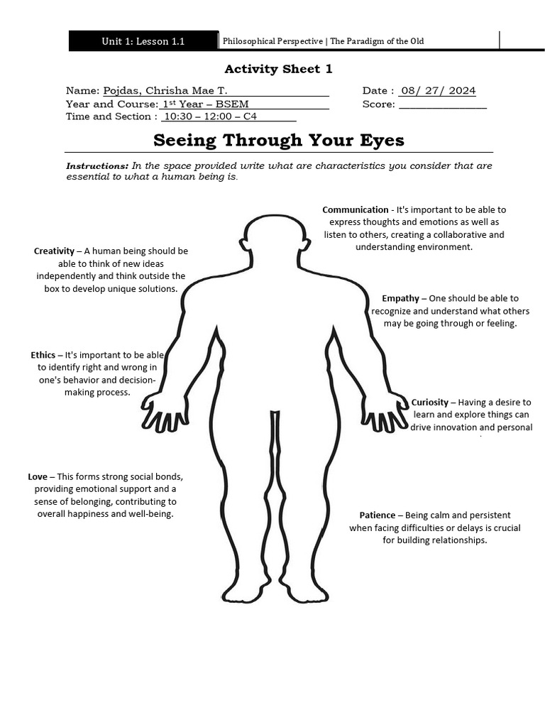 Activity Sheet No. 1 (Unit 1. Lesson 1.1) | PDF