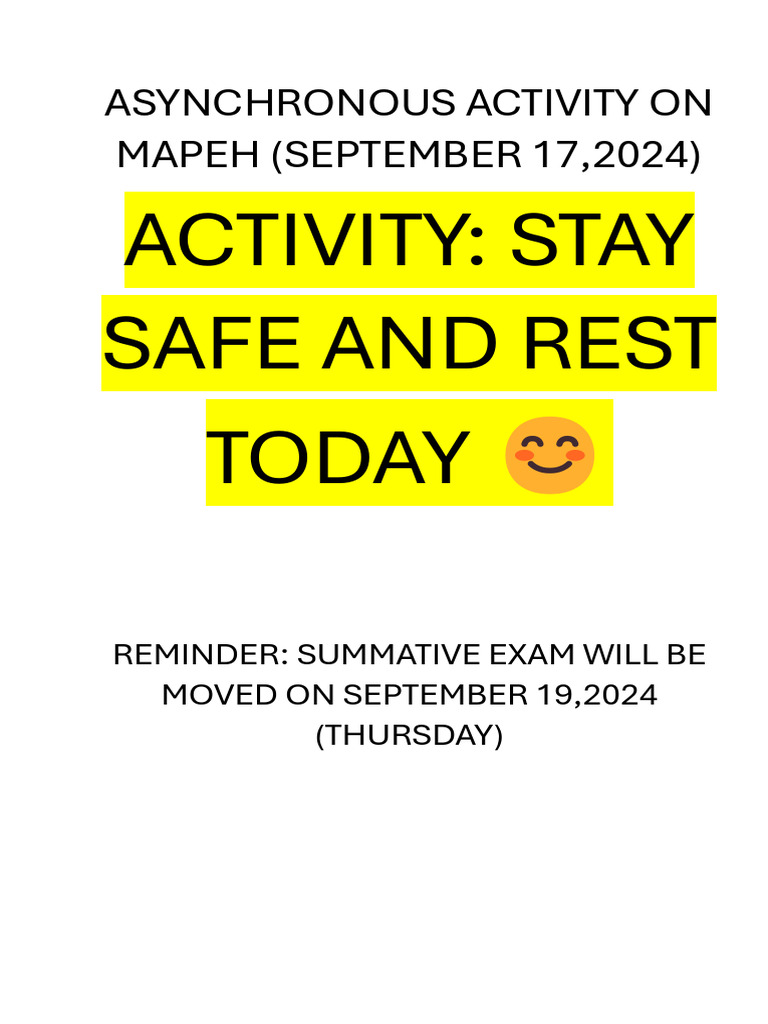 Asynchronous Activity On Mapeh | PDF