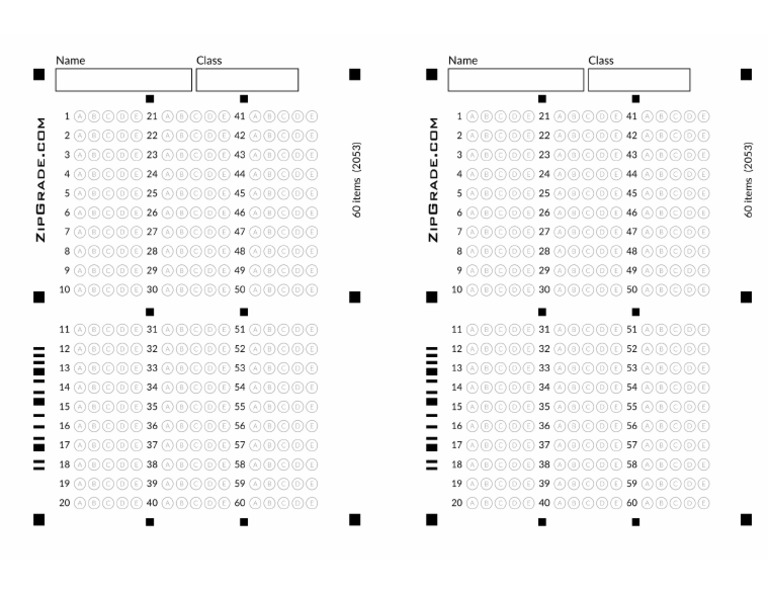 60 Item Answer Sheet 2053 | PDF