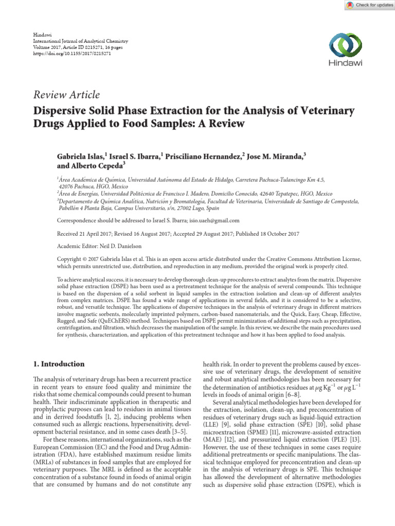 International Journal of Analytical Chemistry - 2017 - Islas - Dispersive Solid Phase Extraction ...
