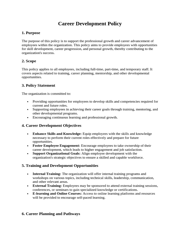 Career Development Policy | PDF